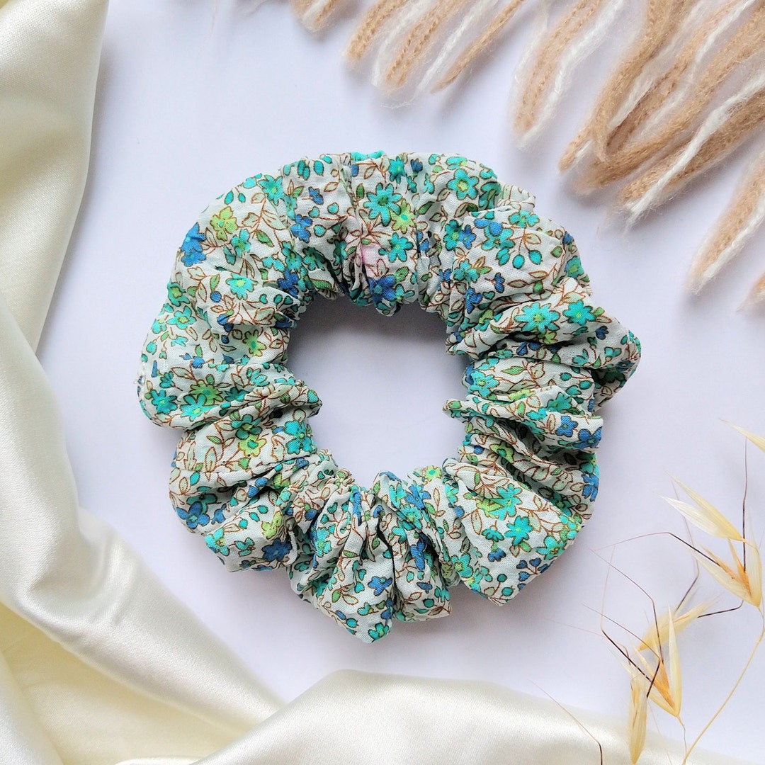 Flowers Scrunchie, Pastel Scrunchie, Green Scrunchie, Pretty Scrunchies ...