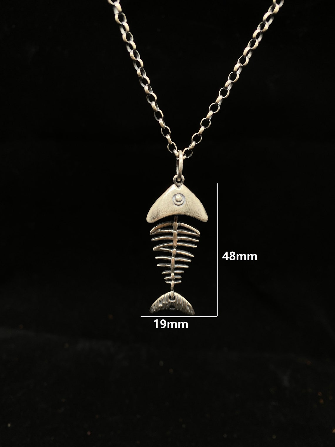 Fishbone Pendant Fish Pendant Necklace S925 - Etsy