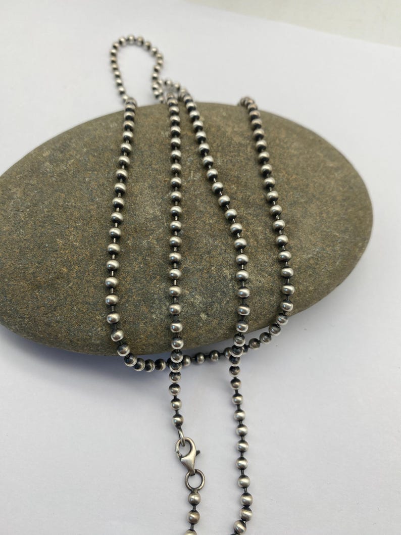 3mm Silver Bead Chain Oxidized 925 Sterling Silver - Etsy