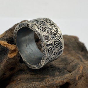 Mens Silver Ring Large Ring Lucky Ring Oxidized Dark Silver Ring S925 ...