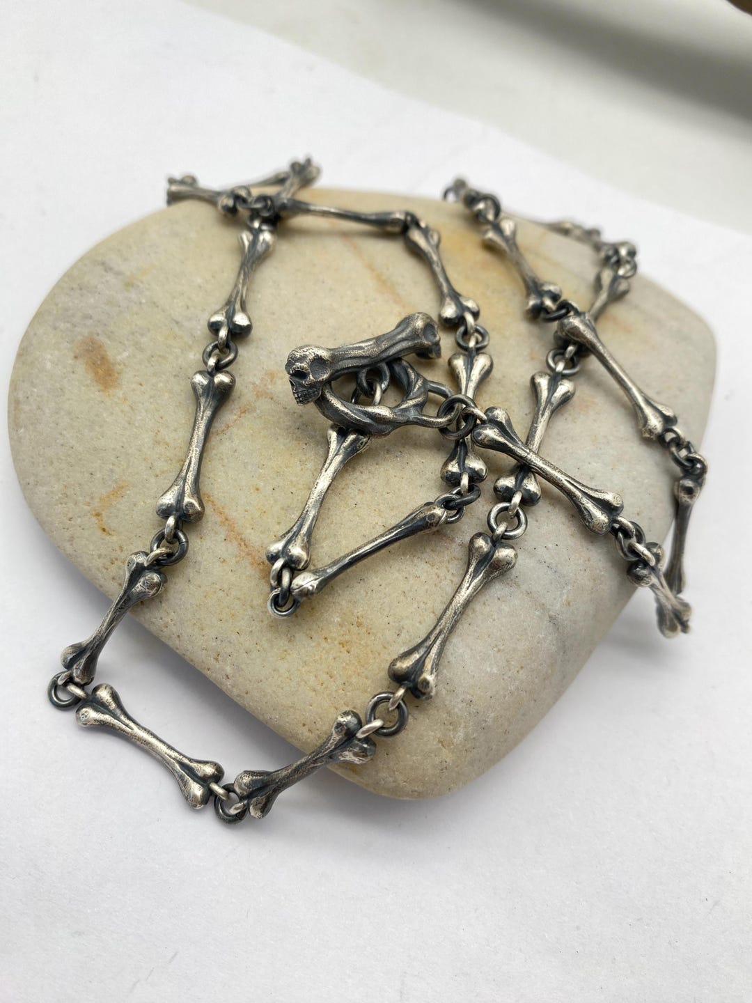 Gothic Chain Skeleton Chain Skull Chain Bone Neckalce 925 Sterling ...