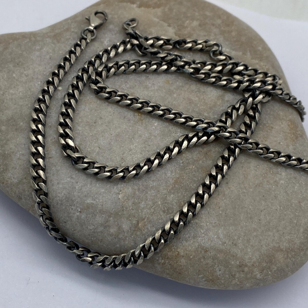 Mens Silver Chain Cuban Chain 925 Solid Silver Chain 4mm 5mm - Etsy