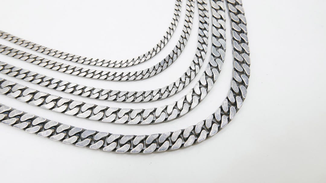 Silver Cuban Chain Mens Silver Chain Silver Choker Heavy Necklace 925 ...