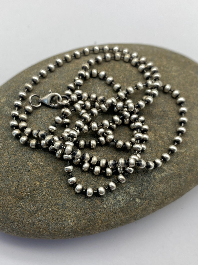 3mm Silver Bead Chain Oxidized 925 Sterling Silver - Etsy