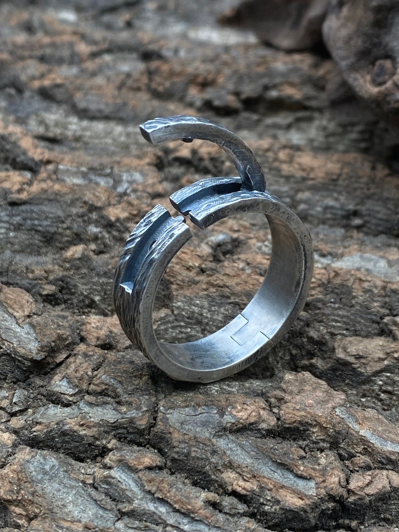 Hinged Ring for Large Knuckles Men's Band Personalized Ring Oxidized ...