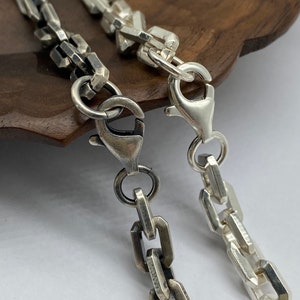 925 Silver Chain,rectangle Cable Chain,silver Necklace,mens Necklace ...