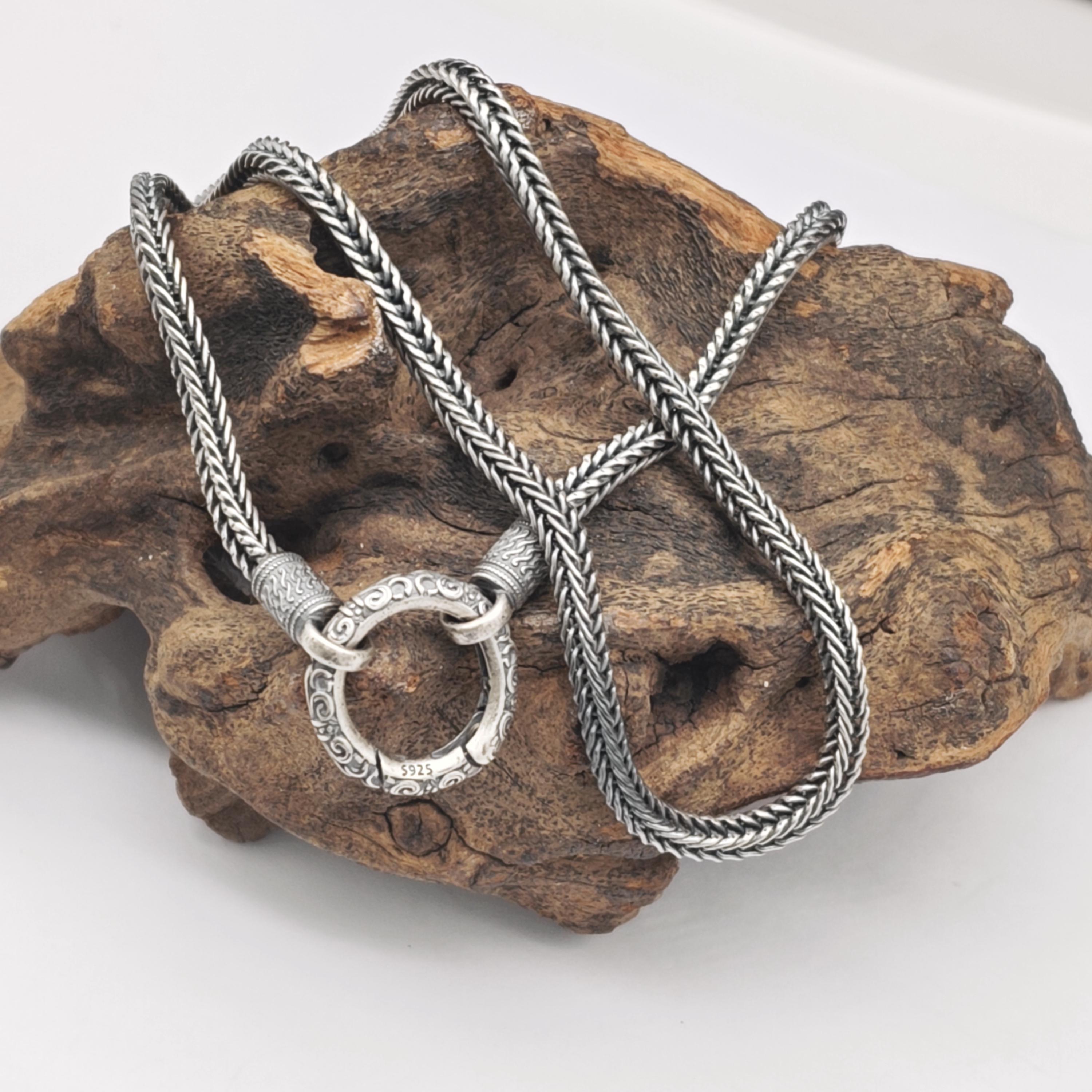 Mens Silver Chain Foxtail Chain Viking Necklace 925 Sterling Silver - Etsy