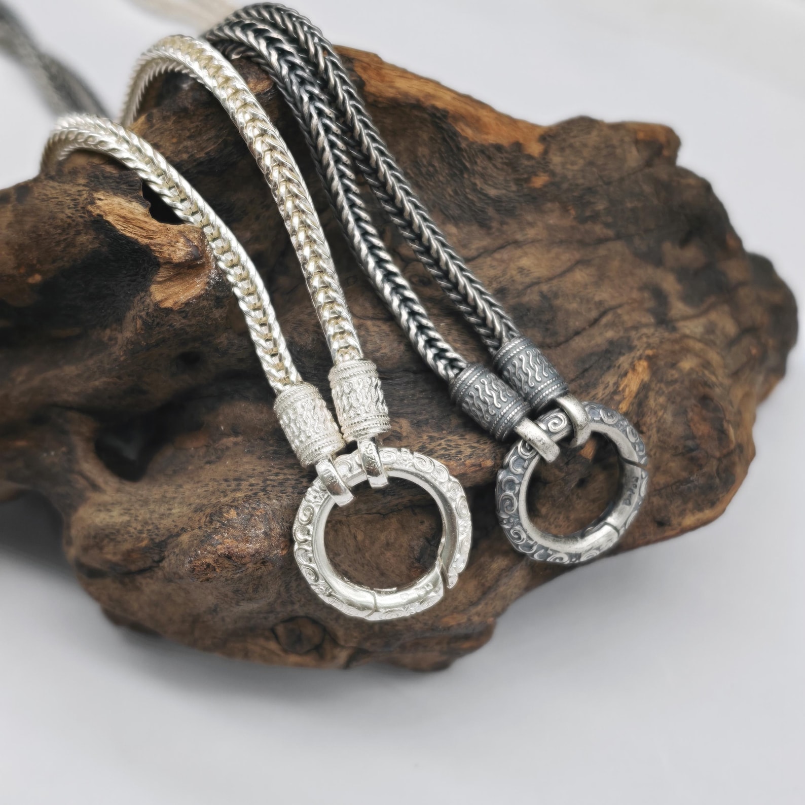 Mens Silver Chain Foxtail Chain Viking Necklace 925 Sterling Silver - Etsy