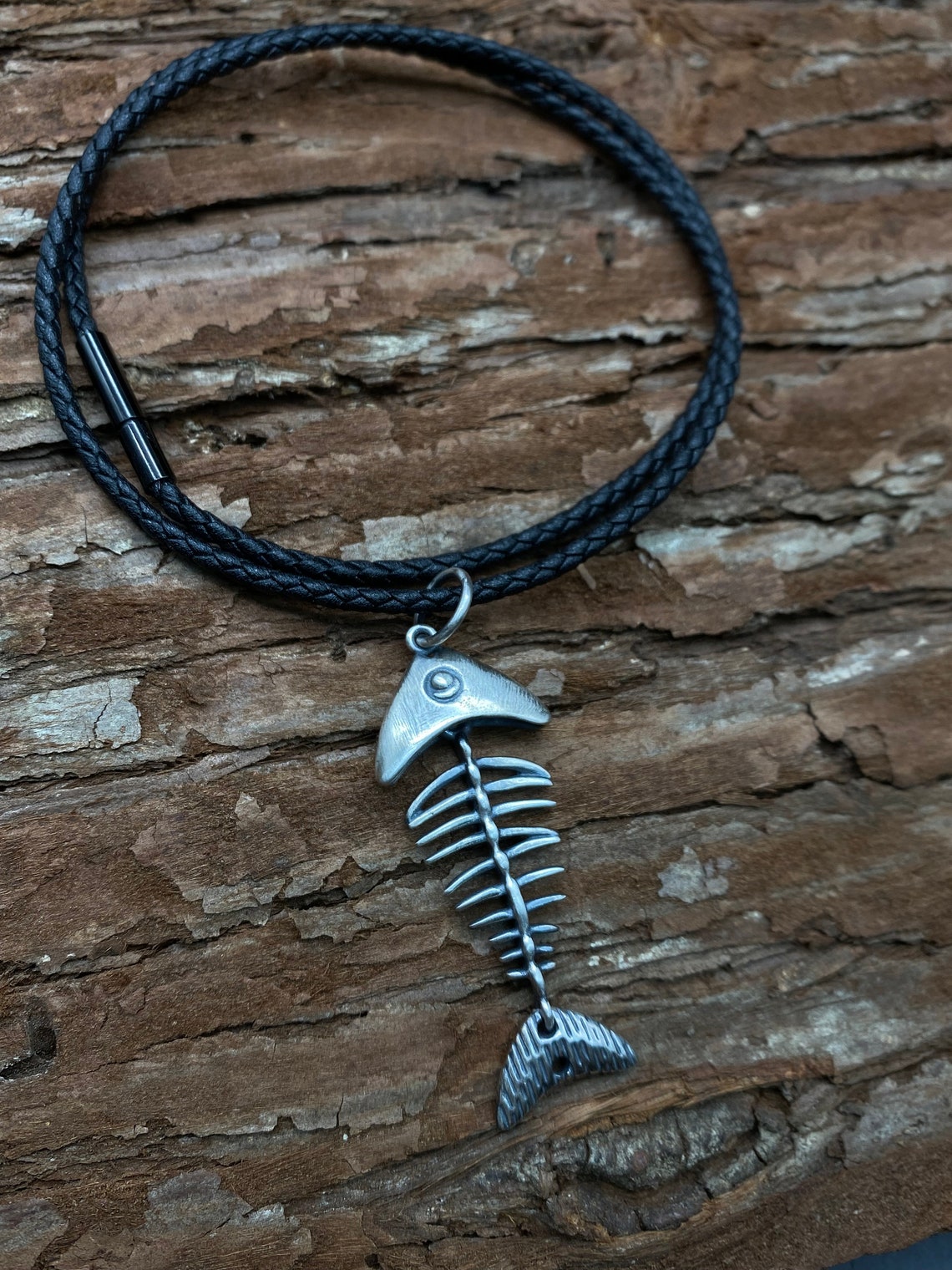 Fishbone Pendant Fish Pendant Necklace S925 | Etsy