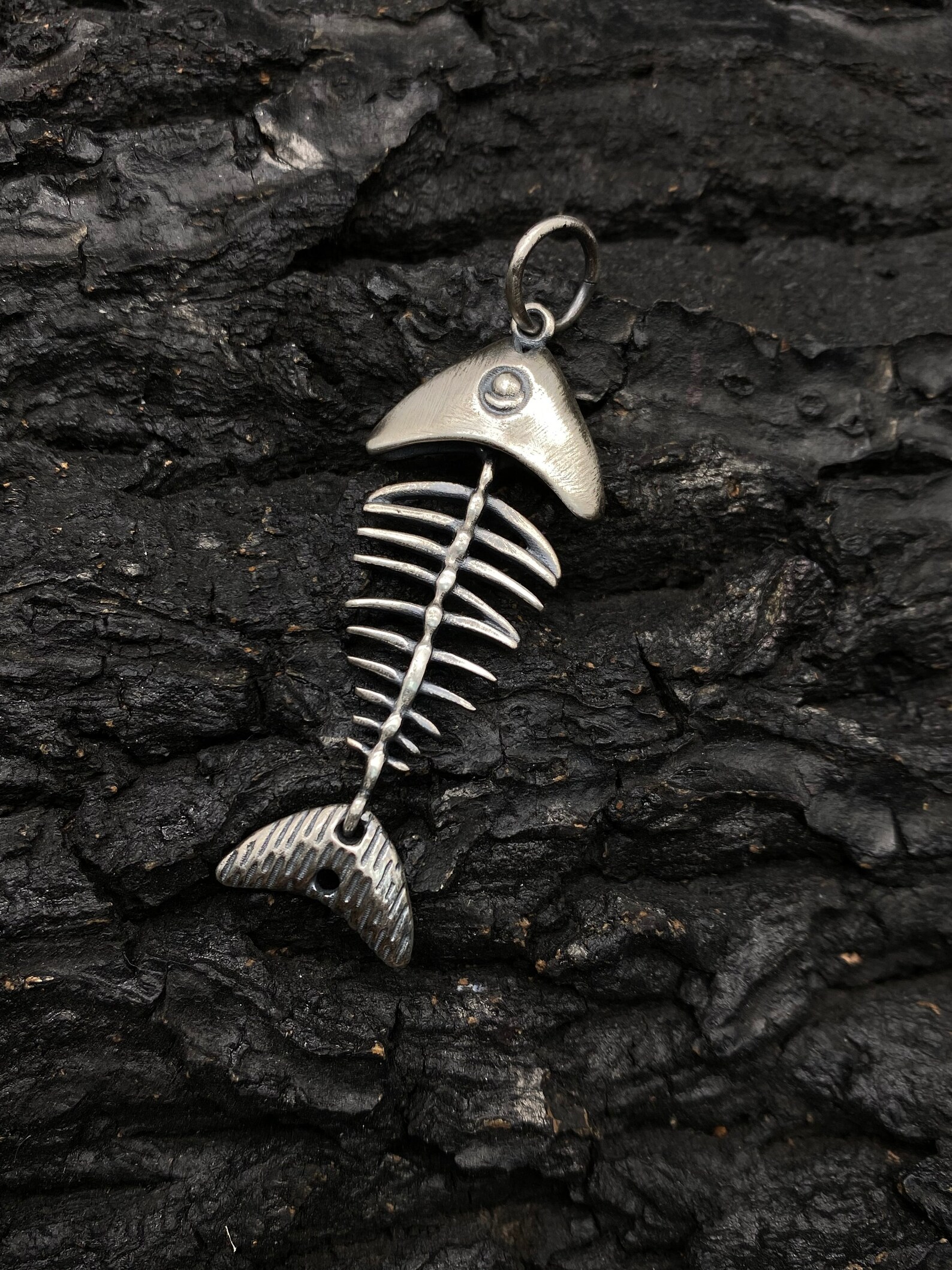 Fishbone Pendant Fish Pendant Necklace S925 | Etsy