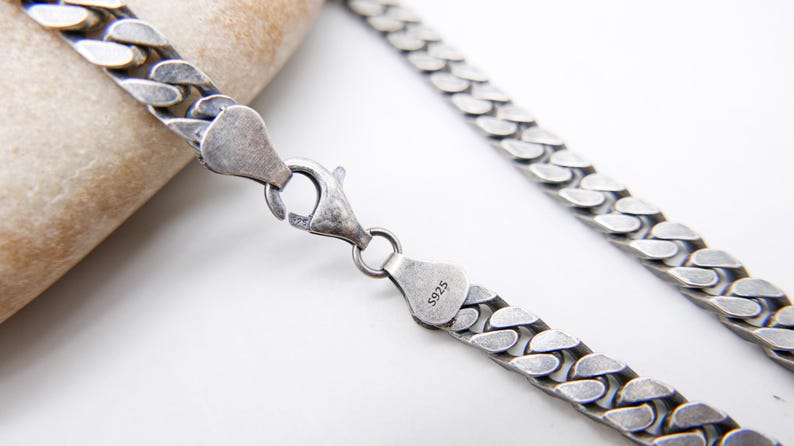 Silver Cuban Chain Mens Silver Chain Silver Choker Heavy Necklace 925 ...