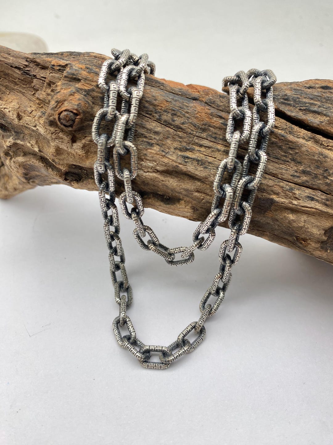6mm Mens Silver Chain Oxidized Dark Silver Chain Vintage Chain Mens ...