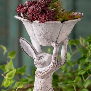 Bunny Planter Cast Iron Planter Rabbit Garden Statue - Etsy UK