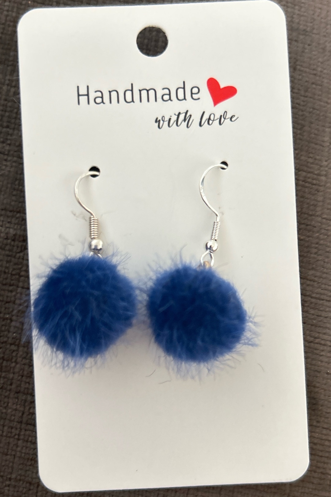 Handmade Blue Fuzzy Ball Earrings - Etsy