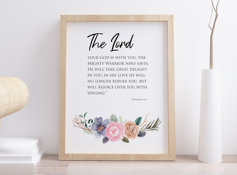 Zephaniah 3:17 Scripture Wall Art, Poster Print, Bible Verse Print ...