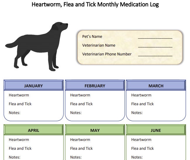 Pet Planner, Printable Labrador Flea and Tick Tracker, Pet Care Planner ...