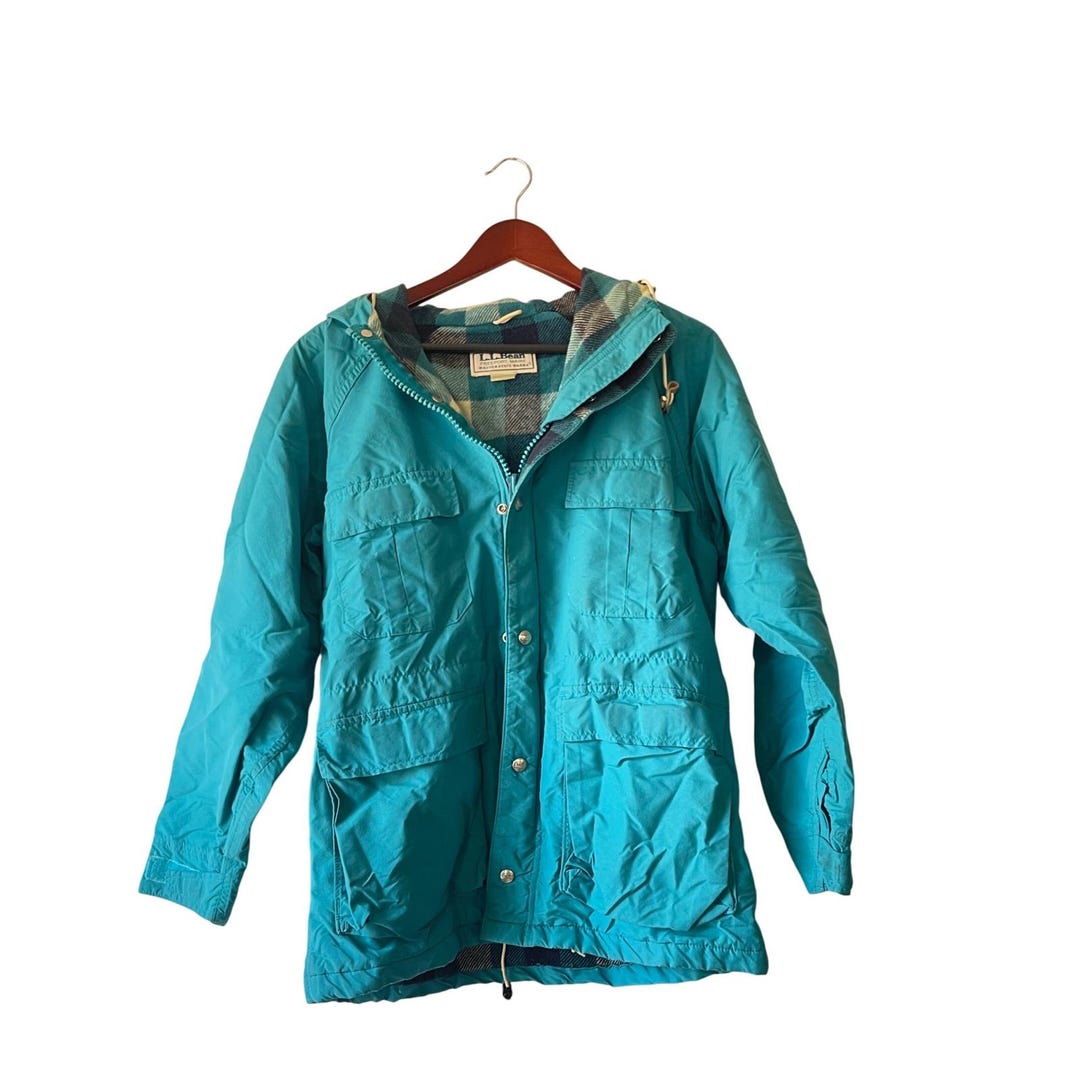Vintage LL Bean Baxter State Parka Teal Wool Flannel Lined Jacket ...