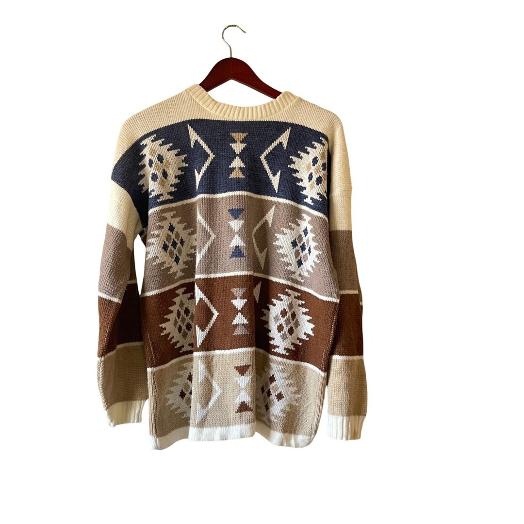 Vintage Southwestern Geometric Print Sweater Womens Oversized XL Cozy ...
