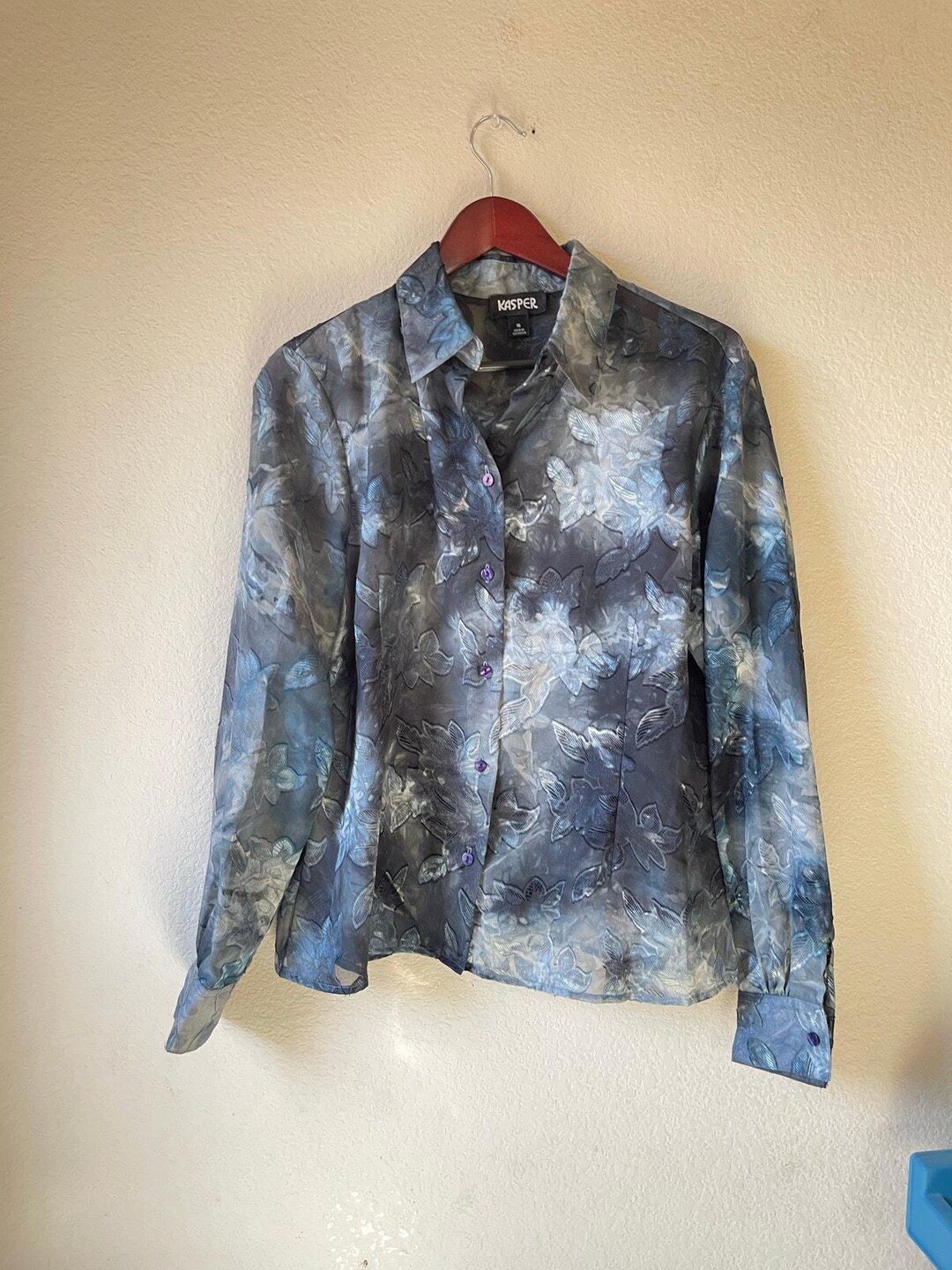 Vintage Kasper Sheer Velour Floral Dark Romantic Button up Y2k 90s 16 ...