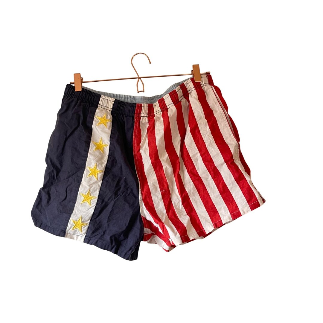 Vintage 80s Mens American Flag Shorts Size M Patriotic Swim Trunks - Etsy