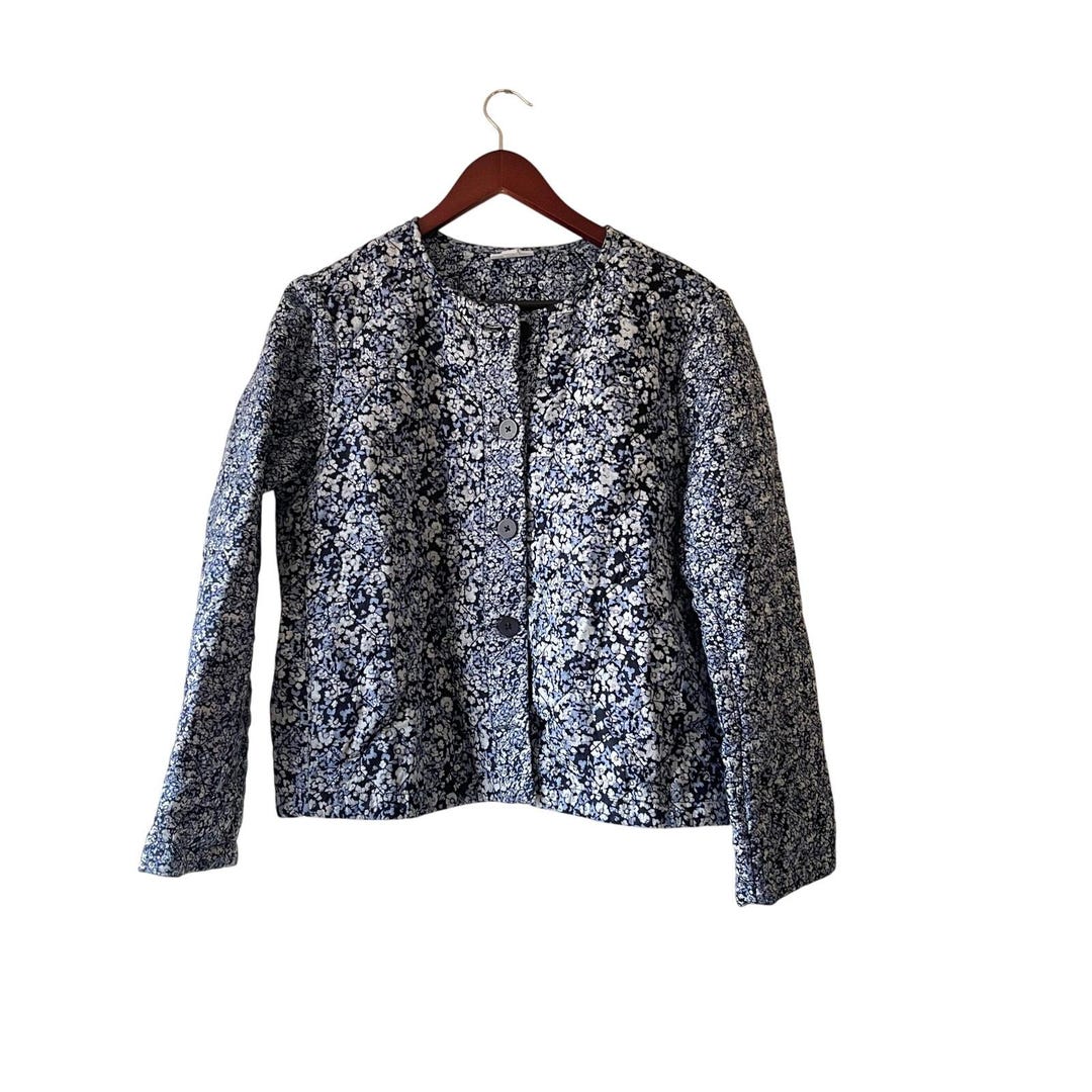 J.jill Quilted Floral Coastal Grandma Jacket Blue Size Medium - Etsy
