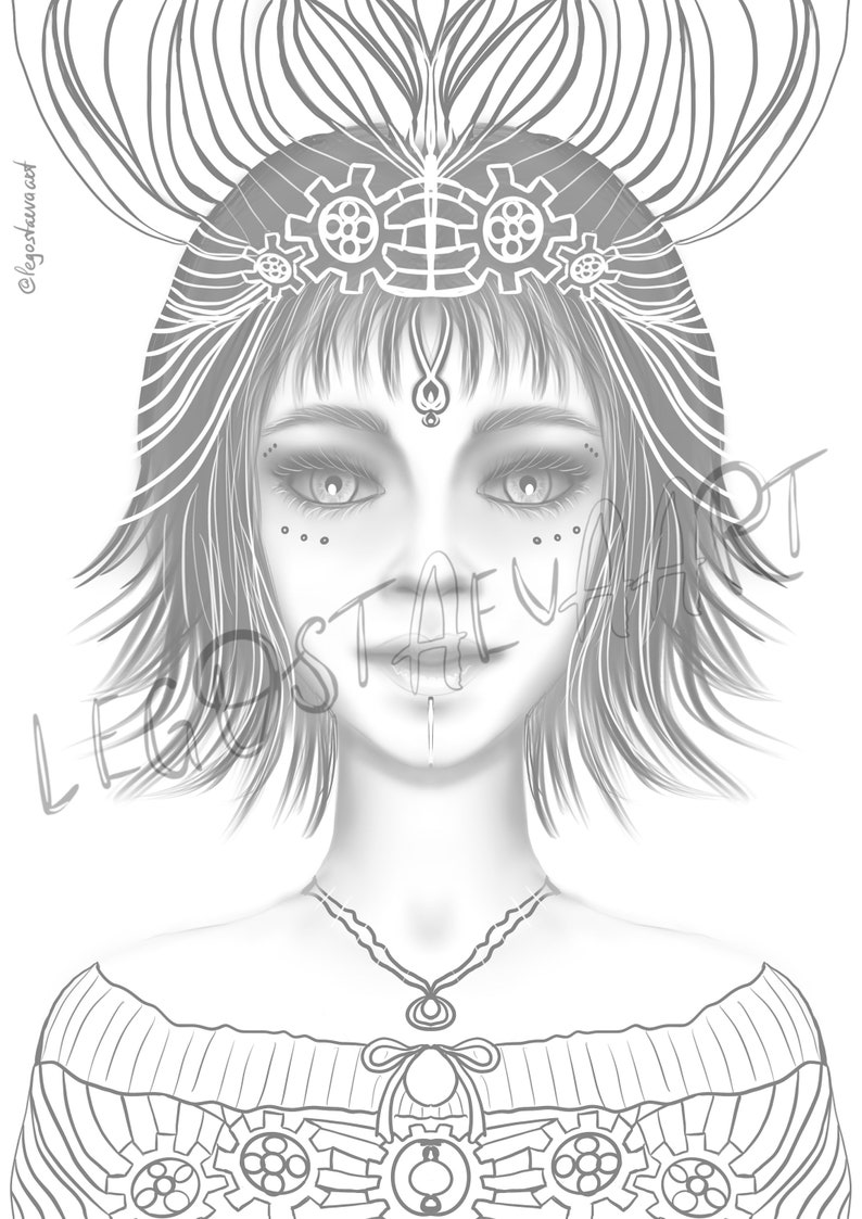 Printable Coloring Pages Alien girl from the | Etsy