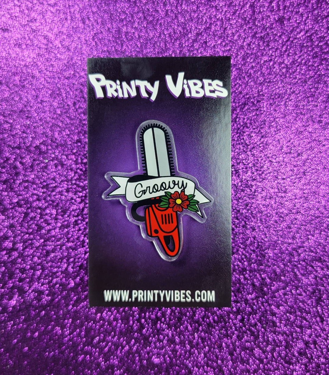 Groovy Chainsaw Acrylic Pin, Spooky, Halloween, Goth, Horror Movie - Etsy