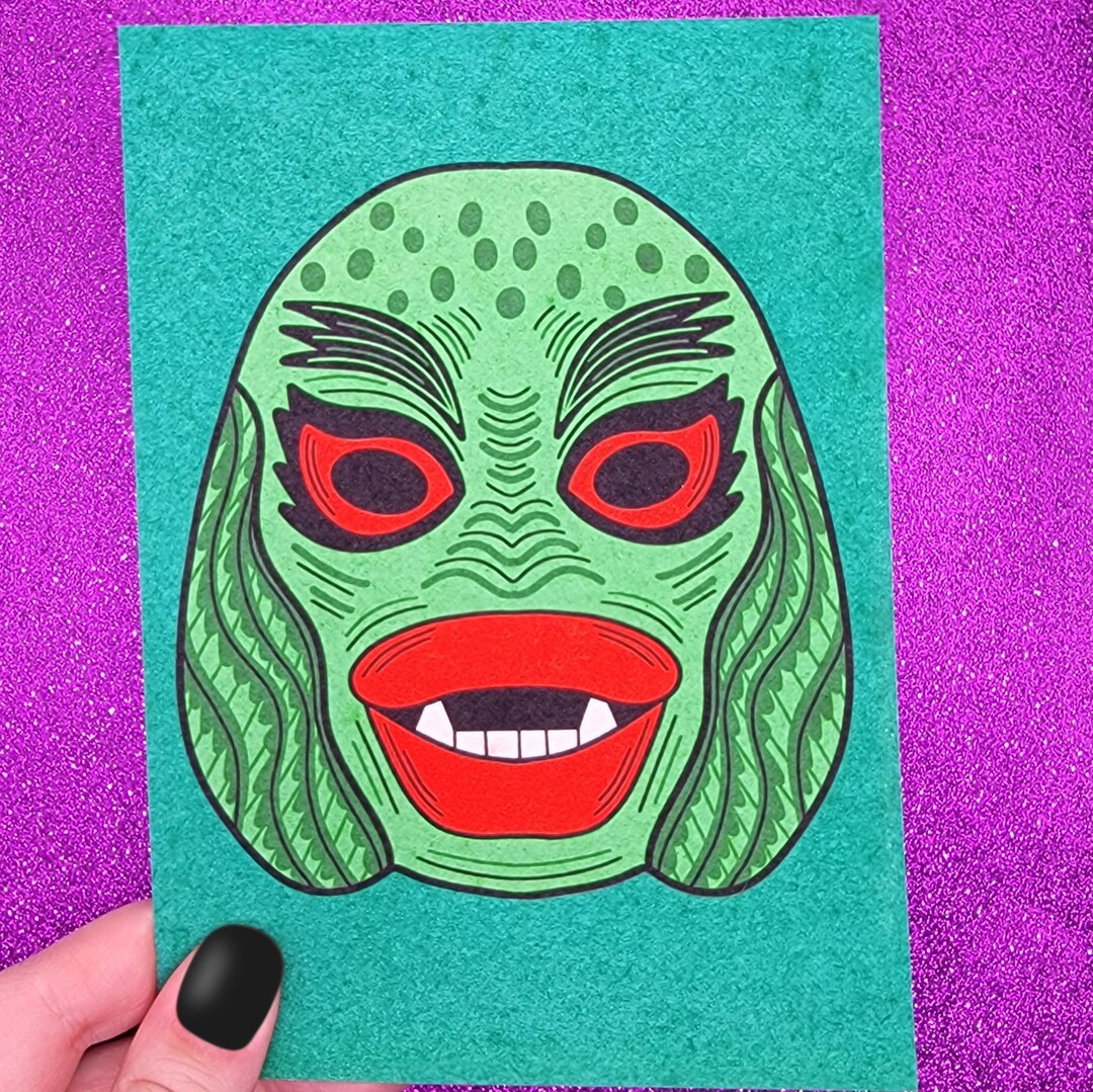 Retro Creature Monster Mask Art Print 5"x7" - Etsy