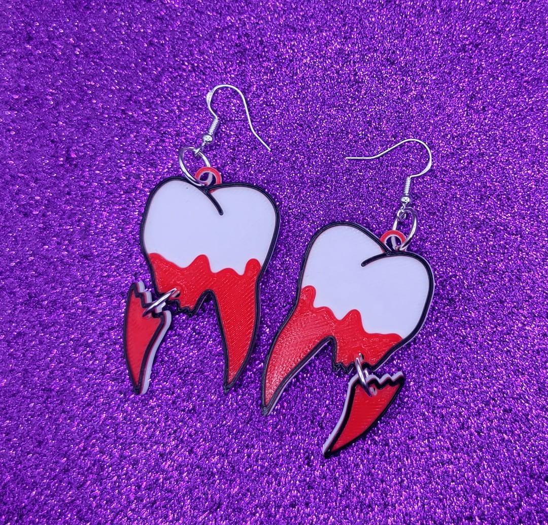 Broken Tooth Statement Earrings 3D Printed, Weird Earrings, Unique ...