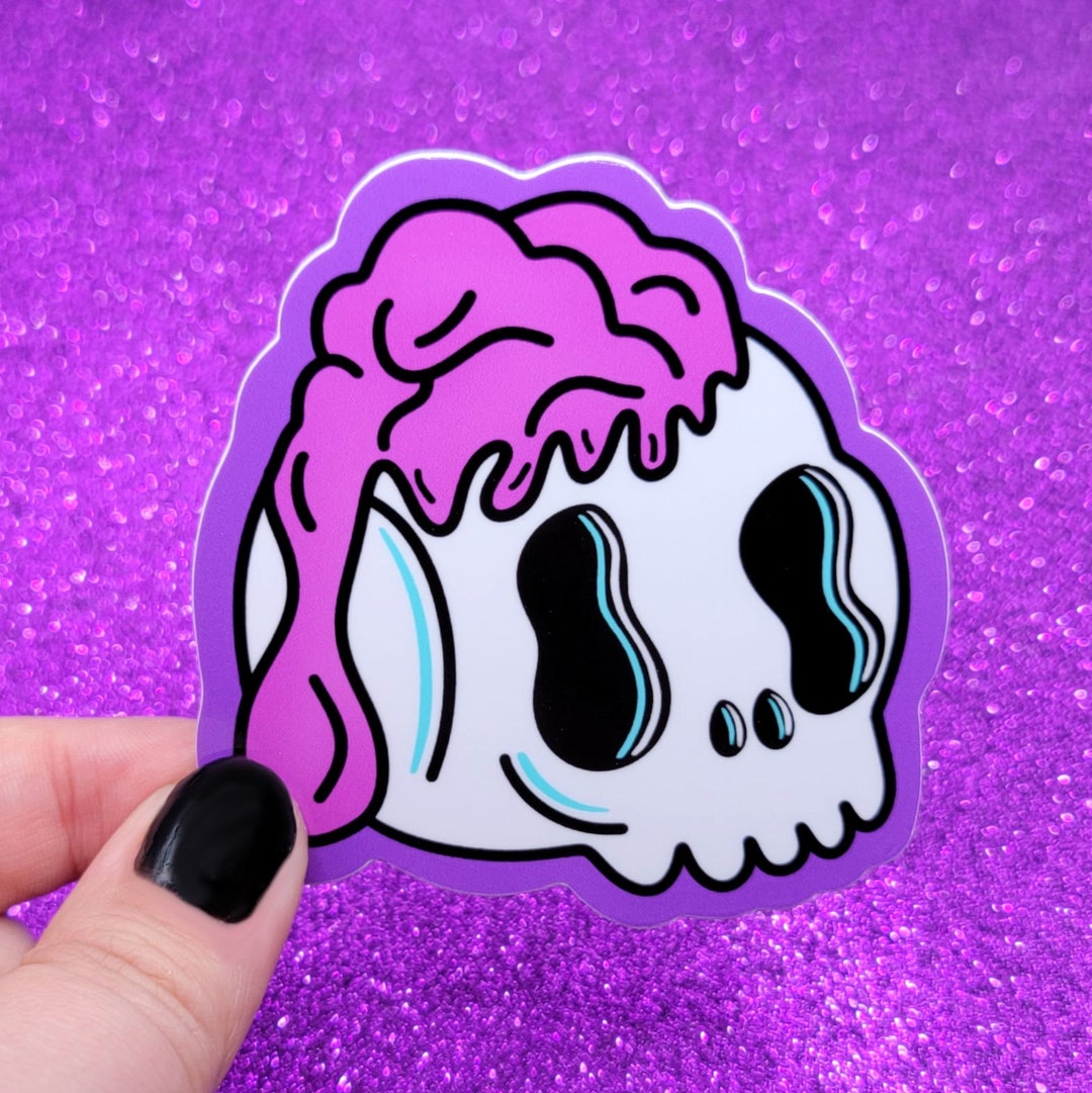 Melting Brain Skull Sticker 3"x3" - Etsy