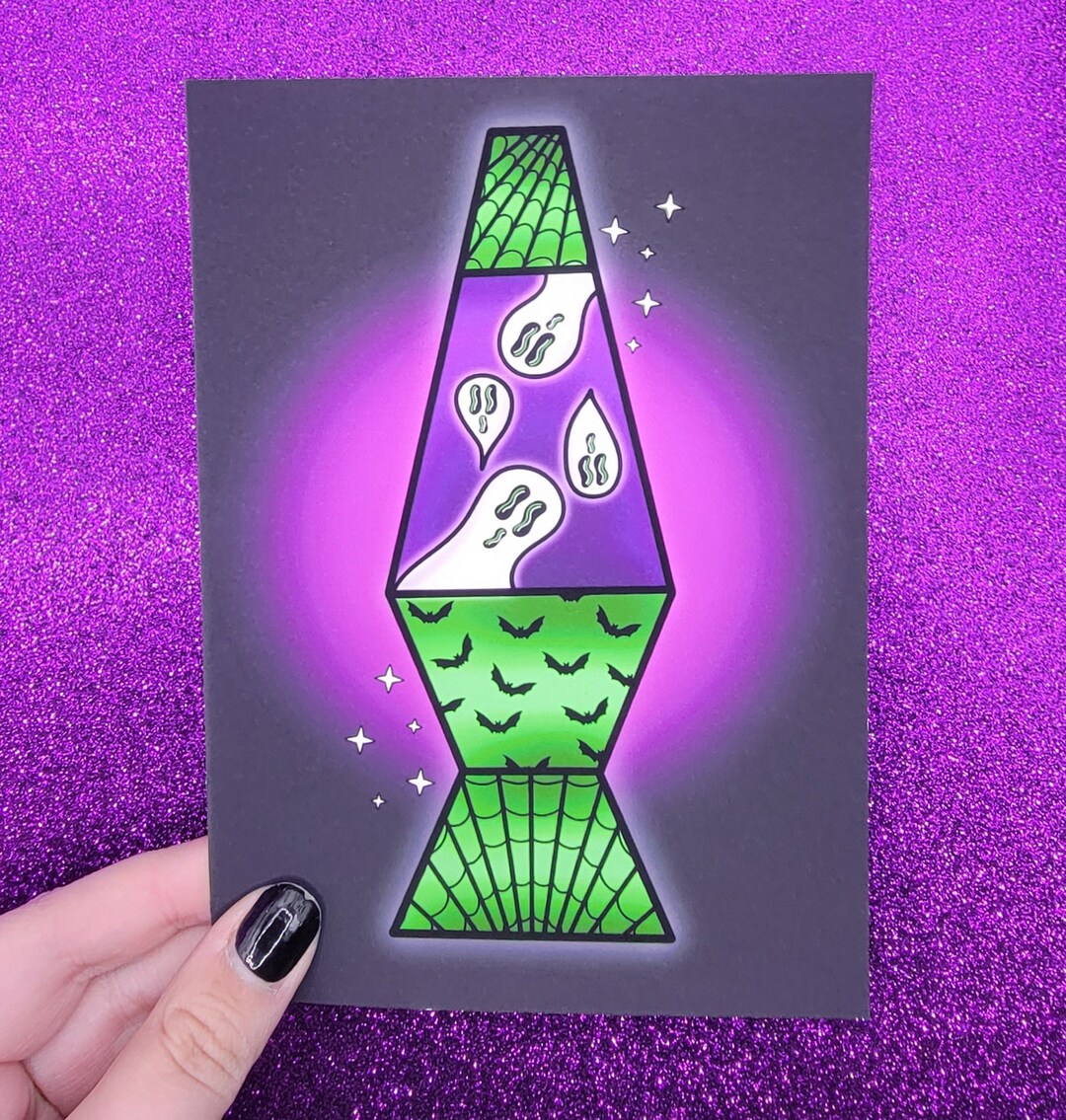 Spooky Ghost Lava Lamp Halloween Art Print 5"x7" - Etsy