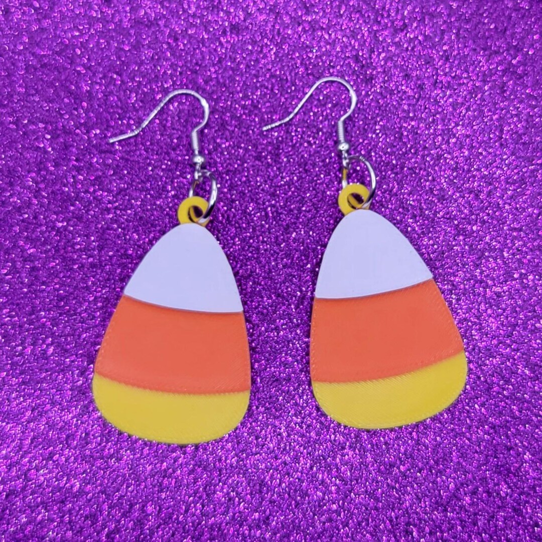 Halloween Candy Corn Earrings 3D Printed, Weird Earrings, Unique ...