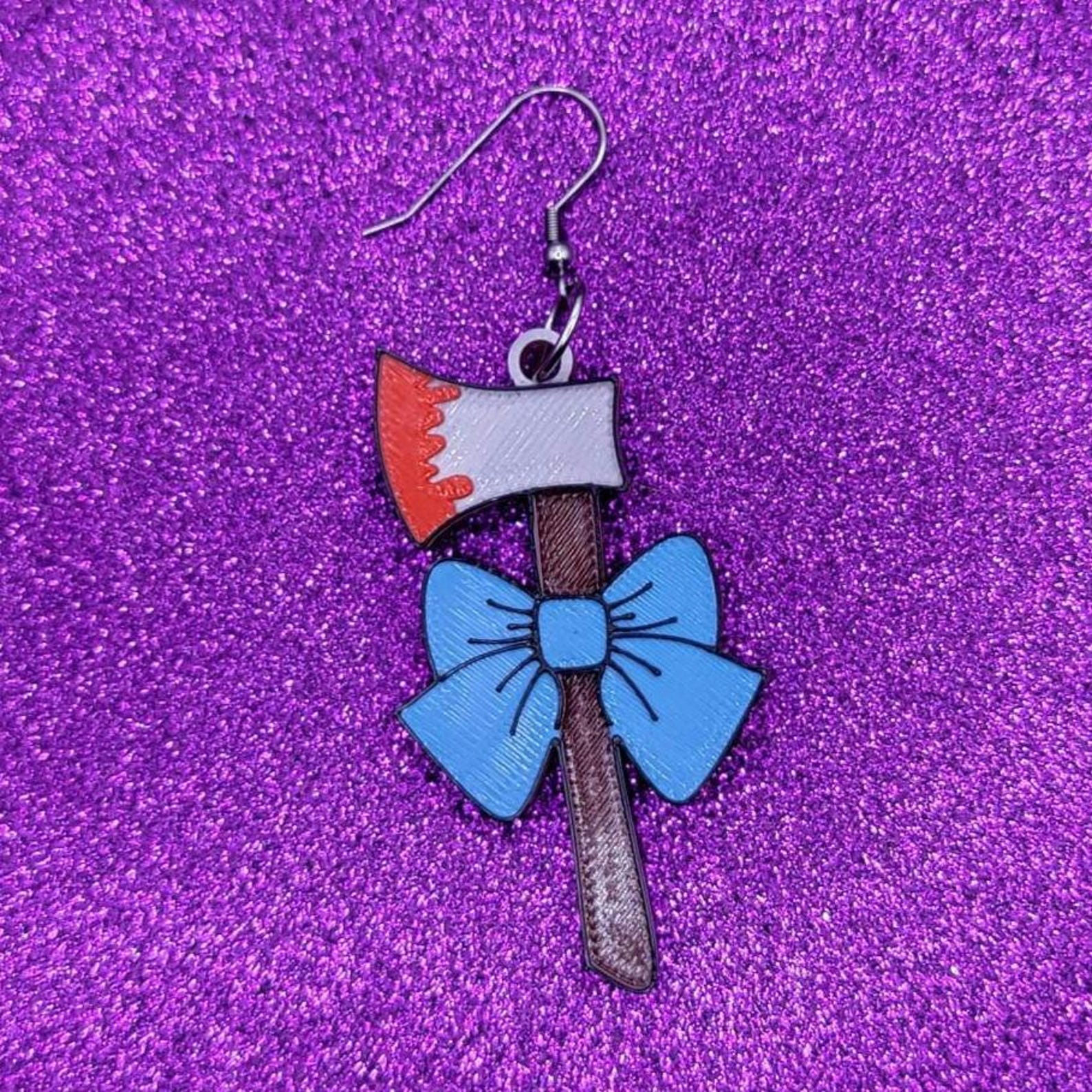 Pearl Bow Axe Statement Earrings 3D Printed, Weird Earrings, Unique ...