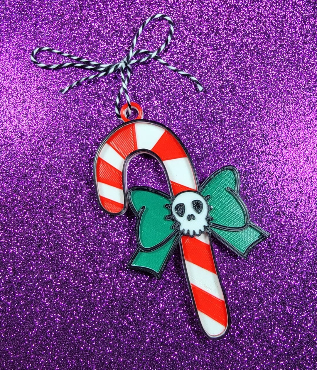 Spooky Candy Cane 3D Printed Christmas Ornament - Etsy