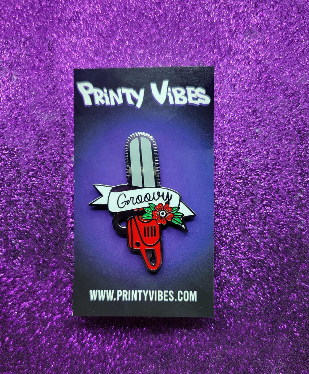 Groovy Chainsaw Horror Enamel Pin 1.75 - Etsy