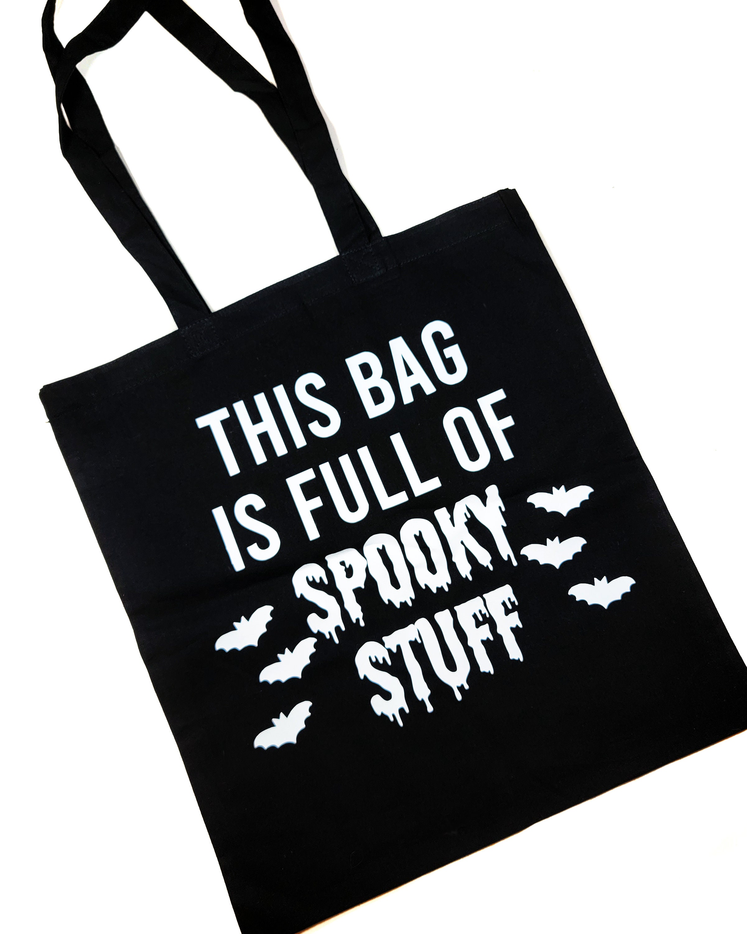 Spooky Stuff Tote Bag Black Cotton Reusable Shopping Bag - Etsy