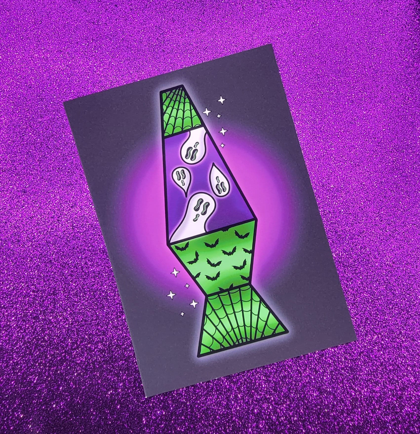 Spooky Ghost Lava Lamp Halloween Art Print 5"x7" - Etsy