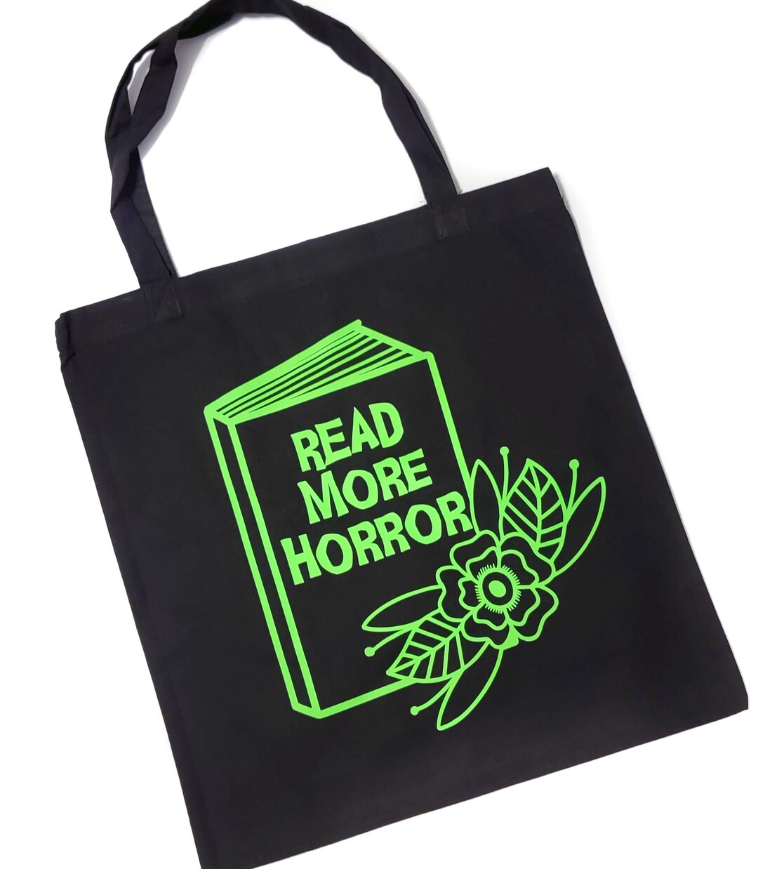 Read More Horror Tote Bag Black Cotton Reusable Shopping Bag 15"x16 ...