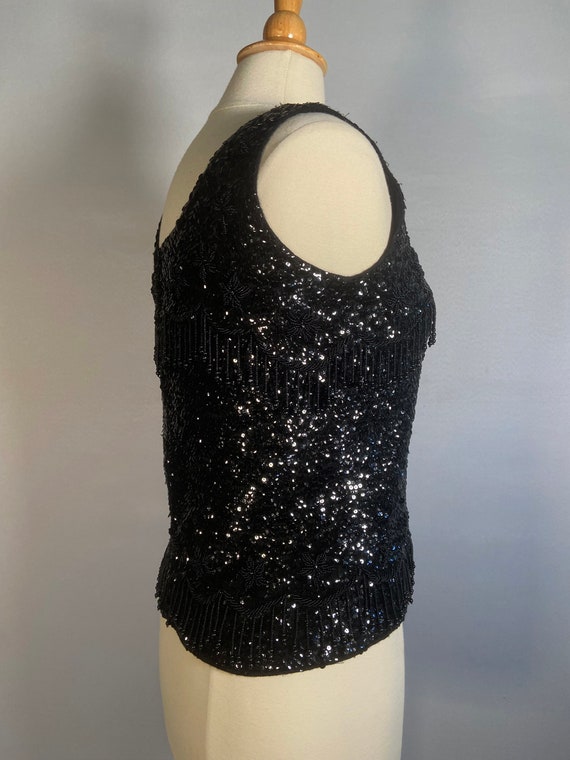 Early 1960s Black Beaded Sequin Shell - Gem