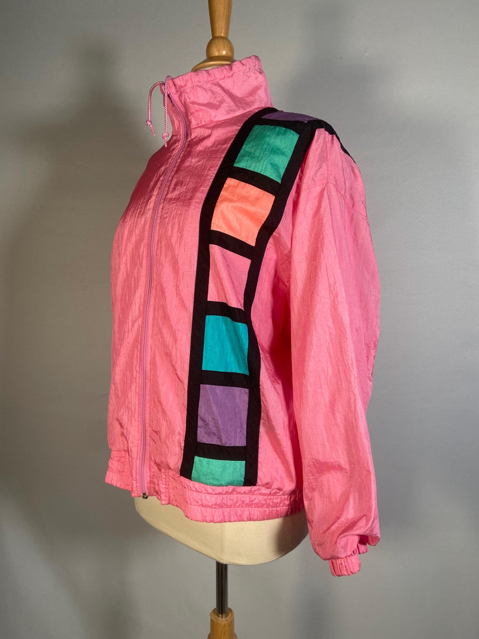 1980s Pink Nylon Jacket With Modernist Appliqué by Towne - London Fog ...