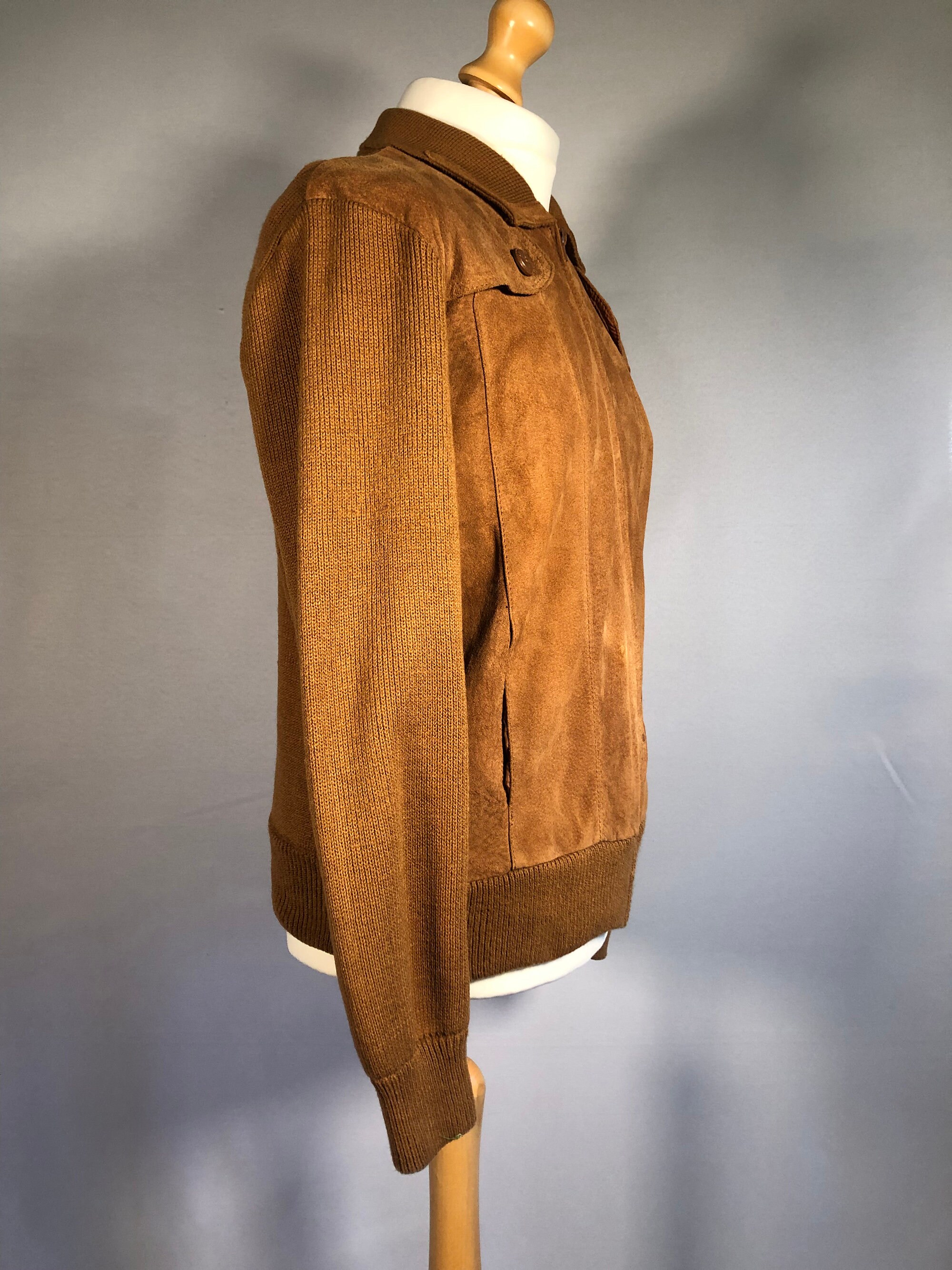 1970s Men's Suede & Sweater Cardigan by Buffums - Etsy