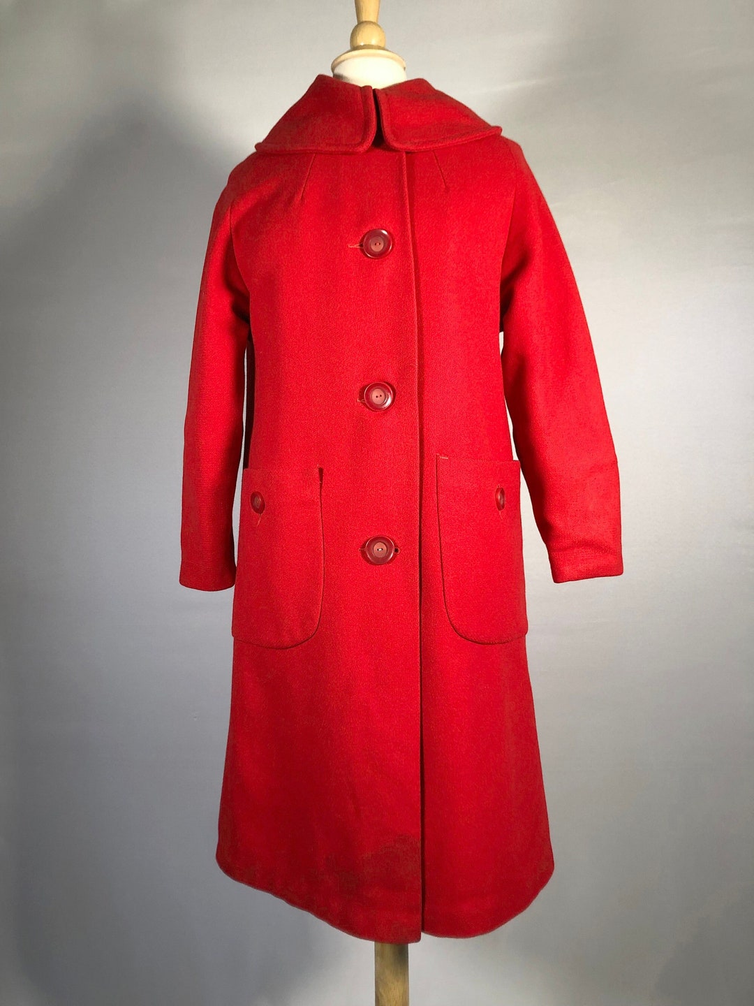 1950s Red Single Breasted Wool Overcoat - Etsy