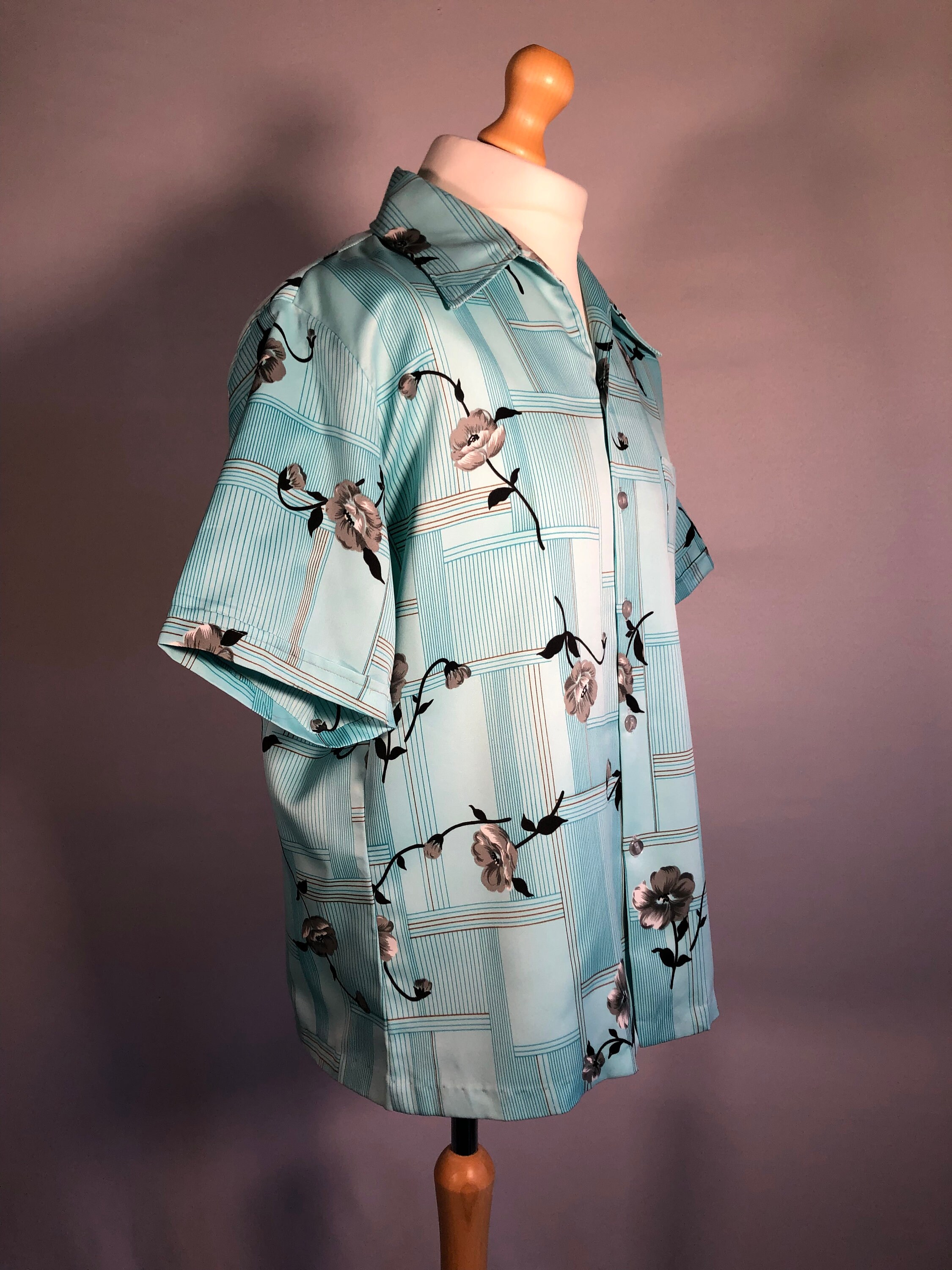 1970s Art Deco Poppy Print Shirt, Size Large - Etsy