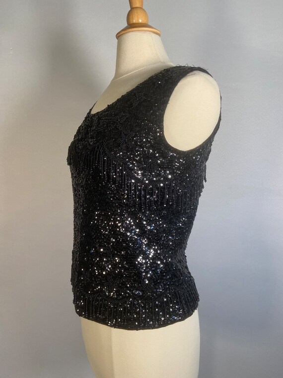 Early 1960s Black Beaded Sequin Shell - Gem