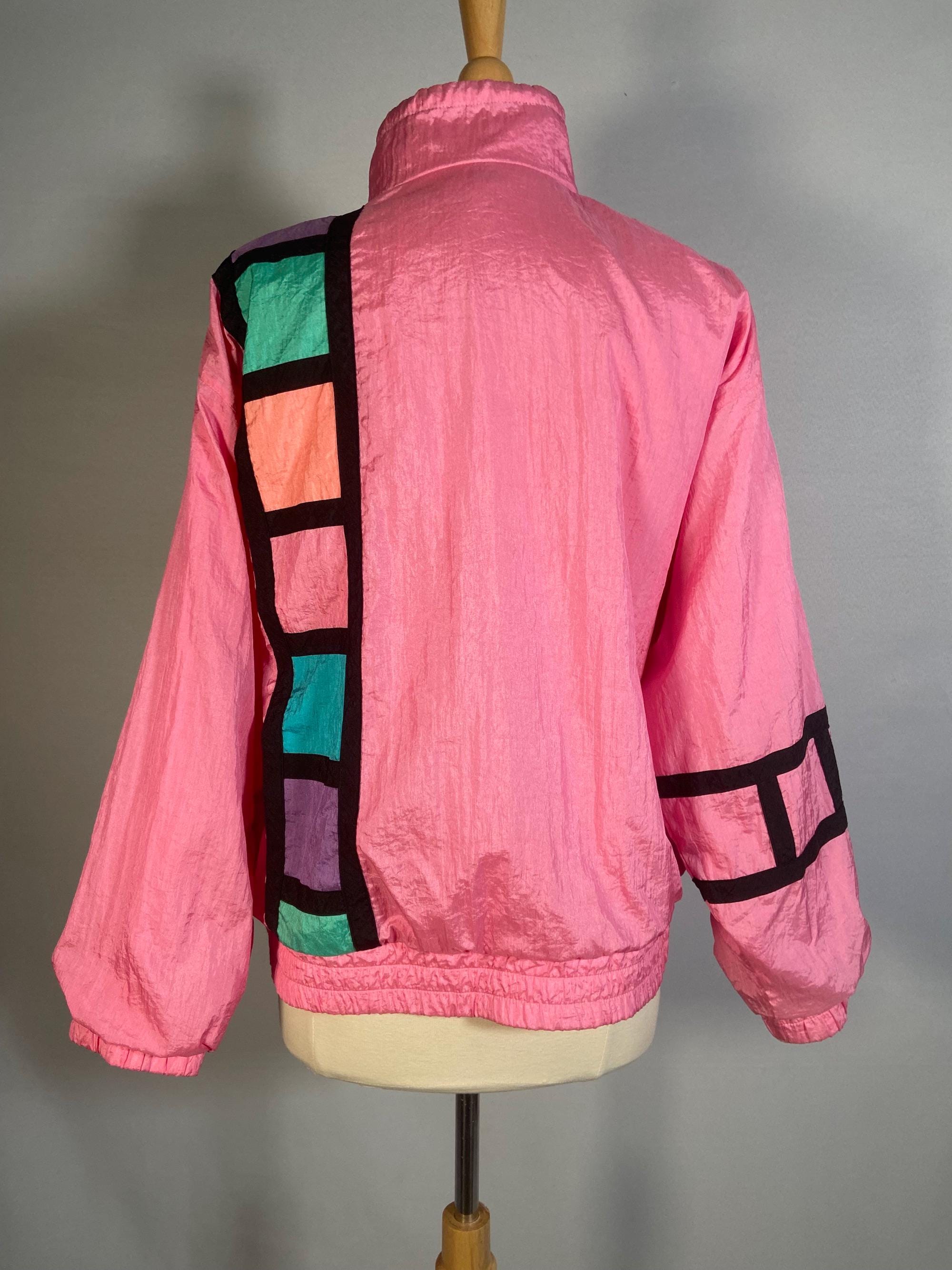 1980s Pink Nylon Jacket With Modernist Appliqué by Towne - London Fog ...