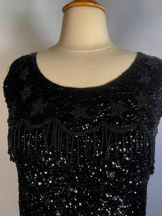 Early 1960s Black Beaded Sequin Shell - Gem