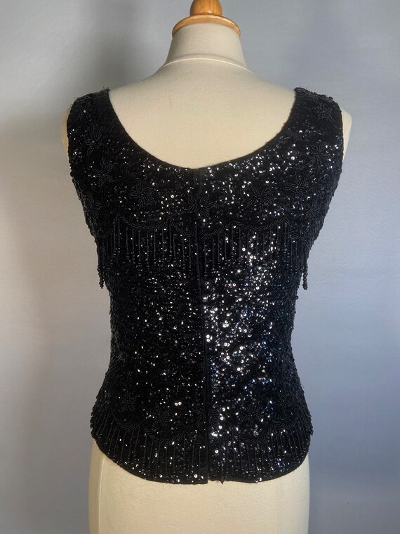 Early 1960s Black Beaded Sequin Shell - Gem