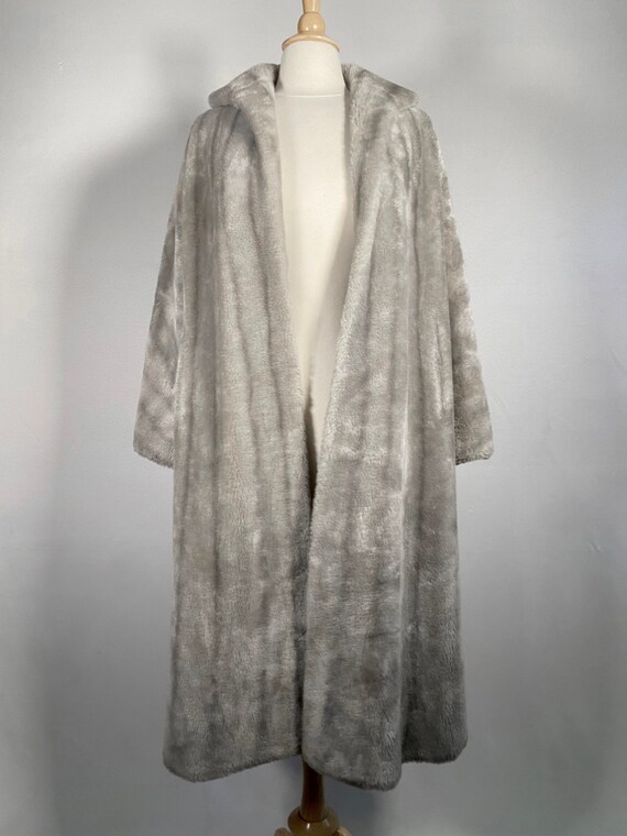 1950s Long Gray Faux Fur Coat - Gem