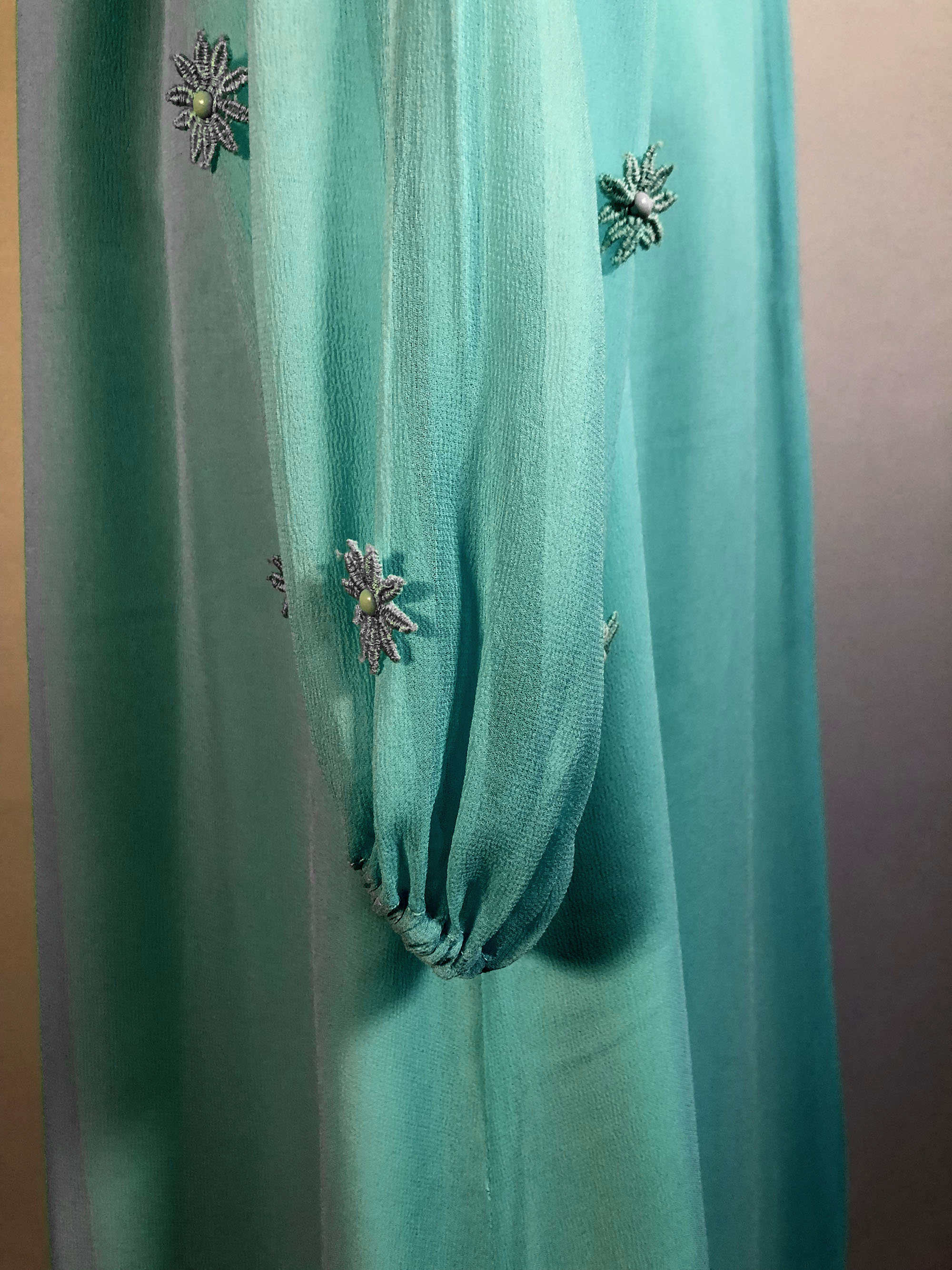Late 1960s Turquoise Chiffon Maxi - Etsy