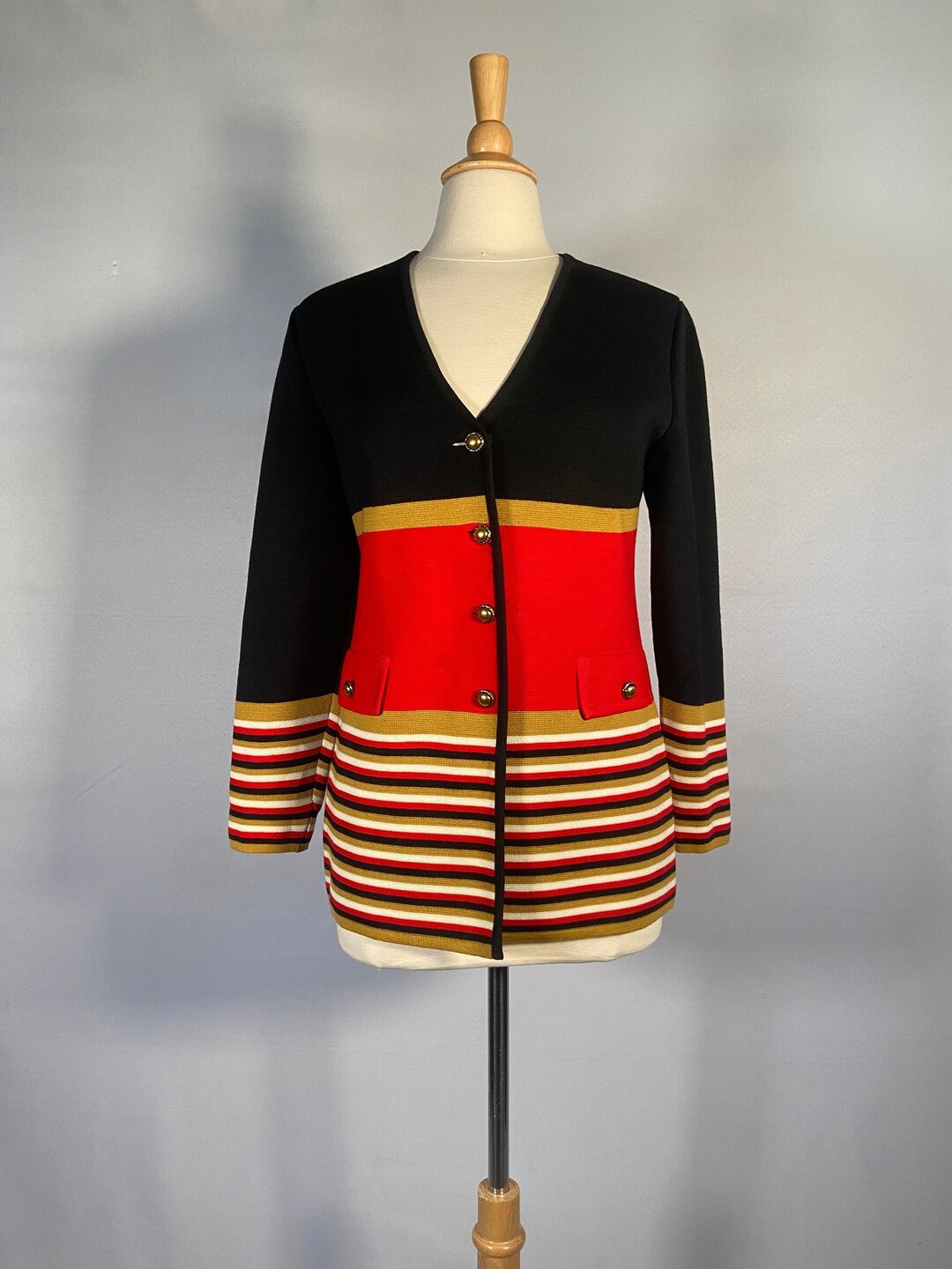 1960s Interlocking Striped Cardigan by Keiger LTD - Etsy